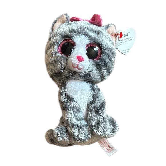 Ty | Toys | Ty Beanie Boos Gray Striped Cat Kiki | Poshmark